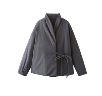 Generic Vêtements dextérieur en coton style urbain pour femme, vêtements dextérieur décontractés à double boutonnage dépaisseur moyenne, gris, S