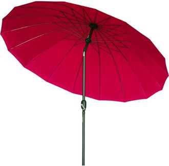 OUTSUNNY Parasol inclinable rond avec manivelle m&eacute;tal fibre de verre &Oslash; 2,55 m polyester haute densit&eacute; bordeaux