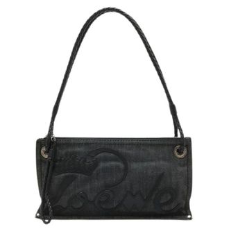 Loewe Sac fourre-tout en cuir et denim Pre-owned - Femme - Pre-owned - Noir - Taille: ONE Size
