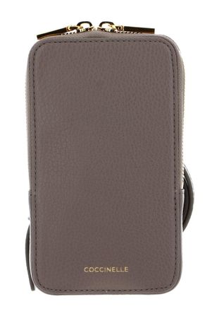 Coccinelle Flor Hi-Tech Phone Bag Warm Taupe Bl&uuml;ten Leder Pouch