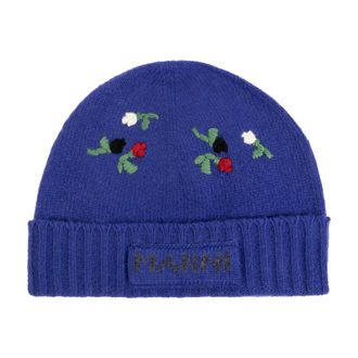 Marni Homme, Accessoires, Bleu, Taille: S Bonnet avec broderie