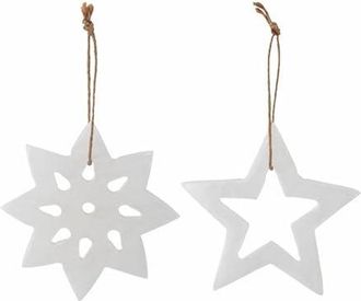 Bloomingville OTTA 2er Set Ornament aus Gips in Form von Sternen, Durchmesser: 9cm