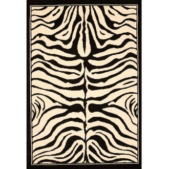 Un amour de tapis Unamourdetapis - Tapis salon et chambre 240x340 noir rectangle tiss&eacute; motif animaux LYN1 zebro