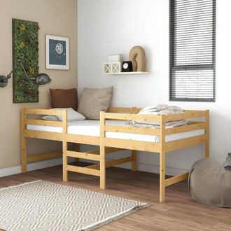vidaXL Vidaxl - Cadre de lit simple 90x200 cm en bois de pin massif - Design rustique - &Eacute;paisseur de matelas max 10 cm - Assemblage requis