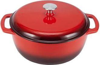 Amazon Basics Ronde Faitout en fonte émaillée, 6.9 l, Rouge