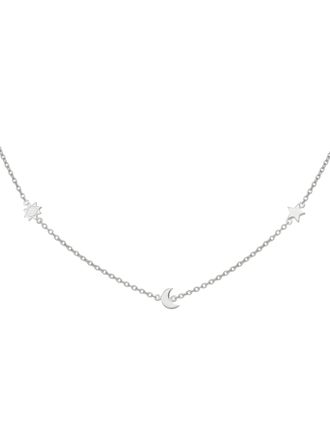 Cai Collier 925 Sterling Silber rhodiniert Sonne - Mond - Stern