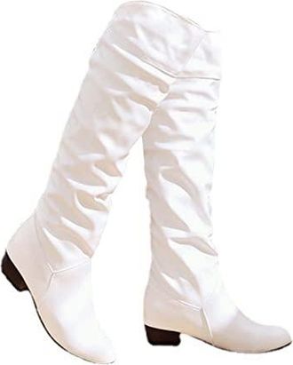 E.SSUE Botte Du Genou pour femme Mode Bottes De Neige Bottines Femme Plates Hiver Chaud Boots Equitation Vintage Cuissardes Femme Vernisbottes Automne Et Hiv