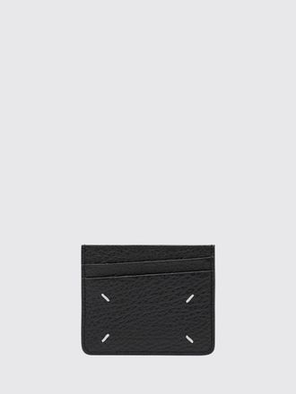 Maison Margiela Porte-cartes en cuir de veau grain&eacute; avec logo White Stitch