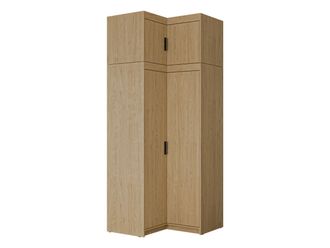 Mirjan24 Eckkleiderschrank Elena 2D mit 5 Einlegeb&ouml;den, Dreht&uuml;renschrank mit Kleiderstange, Kleiderschrank f&uuml;r Schlafzimmer oder Flur (Ge&ouml;lte Eiche, Mit Schran