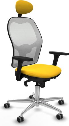 Piqueras y Crespo Schreibtischstuhl aus Netzgewebe mit 3D-Armlehnen, h&ouml;henverstellbarer Lendenwirbelst&uuml;tze und festem Kopfteil, ausgestattet mit 5 Positionen und injizi