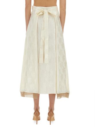 Fendi Silk-Viscose Bias-Cut Skirt - Ivory