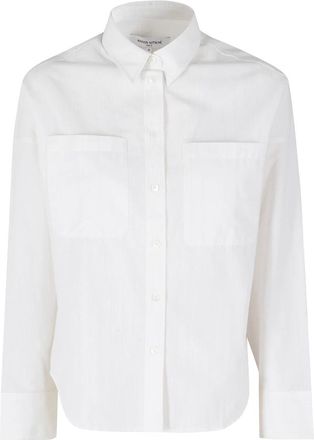 Maison Kitsun&eacute; Femme, Blouses et Chemises, Blanc, Taille: 36 FR Striped Double Pocket Shirt