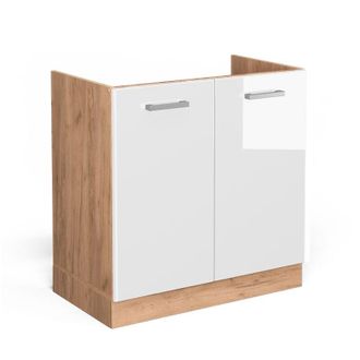 Vicco Sp&uuml;lenunterschrank R-Line, Wei&szlig; Hochglanz, 80 cm ohne Arbeitsplatte, Vicco
