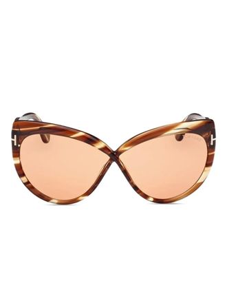 Tom Ford Eyewear lunettes de soleil &agrave; monture oversize - Marron