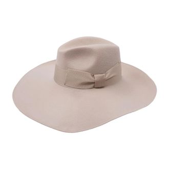 Catarzi Beiger Woll-Fedora mit Schleifenband - - Accessories - Damen - Beige - 57 CM