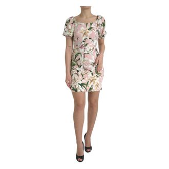 Dolce & Gabbana Rosa Lilienmuster Sheath Kleid - - Dresses - Damen - Mehrfarbig - S