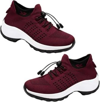 Hemoton Chaussures de Sport Femme L&eacute;g&egrave;res et Respirantes Semelle Antid&eacute;rapante Chaussures D&eacute;contract&eacute;es &agrave; Enfiler pour Marche Course et Danse Confort