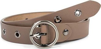 styleBREAKER ceinture en cuir pour femmes avec rivets perforés et surface brillante, cuir véritable, longueur ajustable 03010103, taille:100cm, couleur:Taupe