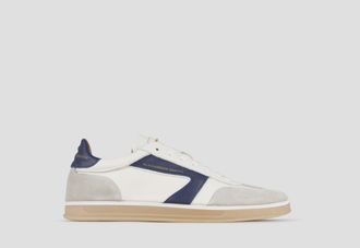 Alexander Smith Thames Man in white leather, grey suede and blue logo