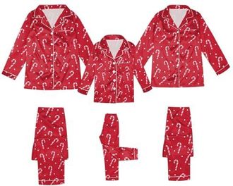 Generic Pyjama de No&euml;l familial assorti en satin de soie avec chemises et pantalons boutonn&eacute;s pour f&ecirc;te de festival 2025, Canne, XL