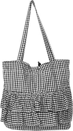 IFUNDOM Sac Cabas &agrave; Carreaux Toile pour Femme Sac de Plage avec Volants pour Shopping et Voyages