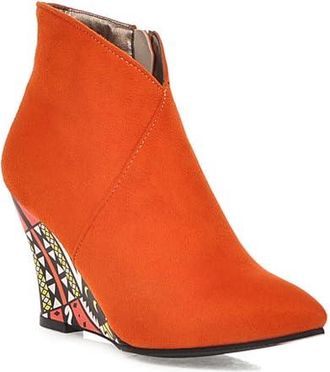 Generic Orange,40 EU,Bottines à Talons compensés pour Femmes, Bout Pointu, mi-Mollet, Courtes, avec Fermeture éclair latérale, Chaussures habillées Tendance à