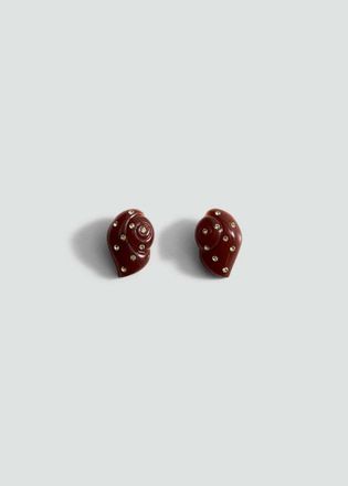 Mango Boucles doreilles coquillage strass marron - Femme - Taille unique - MANGO