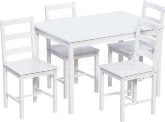 Home Discount Yorkshire 4-Sitzer Holz Essgruppe Tisch mit Stühlen Küchenmöbel, Weiß
