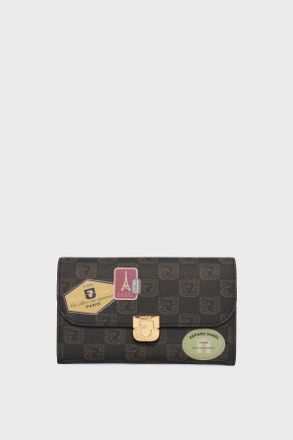 Gerard Darel Portefeuille en toile enduite et cuir sign&eacute; de patchs imprim&eacute;s - WALLET - Multicolore
