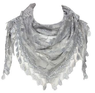 GFM Écharpe triangulaire en dentelle avec motif floral -Argenté- (Tri-500-HLCH)