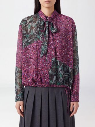 Dries Van Noten Seidenbluse von mit Schluppe und abstraktem Print