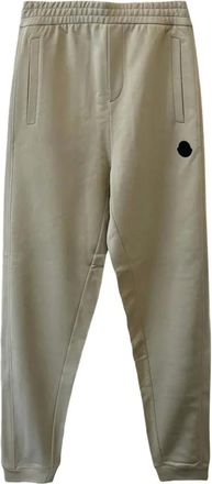 Moncler Homme, Pantalons, Beige, Taille: L Jogging Pantalons with Logo Patch