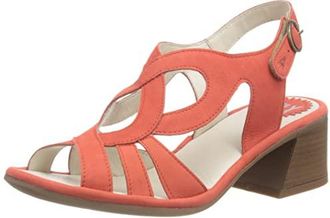 FLY London Femme Loge376fly Sandale à Talon, Rouge Sang, 36 EU