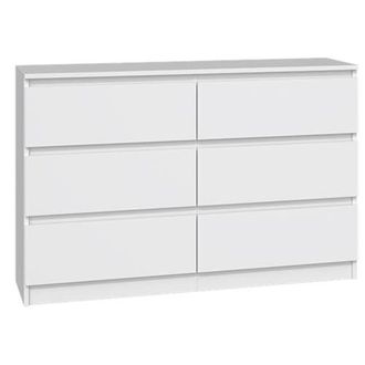 Selsey Kommode Malwa 75 x 120 x 30 cm - Sechs Ger&auml;umige Schubladen - Grifflose Front - Robuste Laminierte Spanplatte 16 mm - Wei&szlig;es Design - Ideal f&uuml;r Schlaf