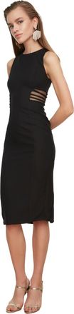 Trendyol Damen Schwarzes Taille Detailliertes Kleid Cocktail Dress, Schwarz, 34 EU