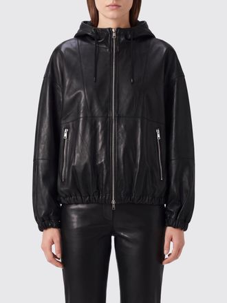 Tela Veste courte en cuir dagneau avec capuche et cordon de serrage