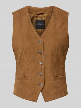 Max Mara Regular Fit Lederweste mit Ziern&auml;hten Modell VETUSTA