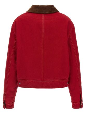 Ami Cotton Twill Biker Jacket - Red