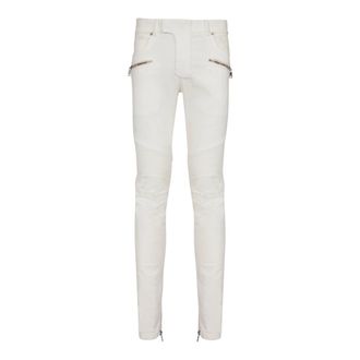 Balmain Homme, Jeans, Blanc, Taille: W29 Biker jeans in white denim