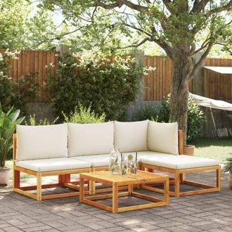 vidaXL Vidaxl - Salon de jardin avec coussins 5 pcs Bois dacacia solide