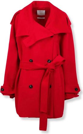 Sportmax Femme, Manteaux, Rouge, Taille: 36 FR Bouquet1234 Short Trench Coat