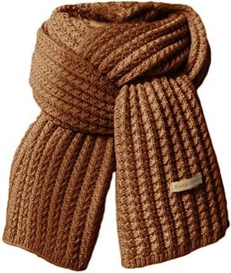 ORANDESIGNE Echarpe Unie Femme Hiver Chaud Chic Tricoté Laine Élasticité Douce Chale Longue Cape Souple Confortable Pashmina Foulard A Brun M