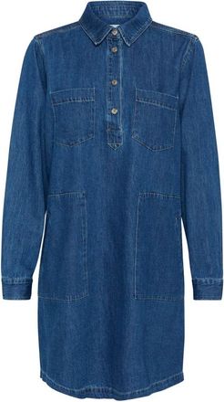 Part Two Femme, Robes, Bleu, Taille: 34 FR Robe en Denim Bleu avec Col Chemise