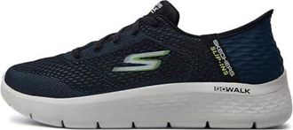 Skechers Homme Go Walk Flex Vespid Basket, Navy and Lime Textile, 42.5 EU