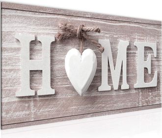 Runa Art Wandbild Home Herz 1 Teilig 100 x 40 cm Modern Bild auf Vlies Leinwand Mit Spruch Wohnzimmer Beige Braun 504412b