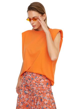 Trendyol Trendyol Damen Woman Regular Standard Crew Neck Knit T-Shirt Hemd, Orange, XS