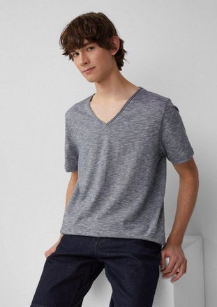 QS by s.Oliver Kurzarmshirt T-Shirt T-Shirt in Melange mit Rollkante