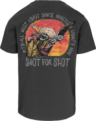 Pitbull Herren Baumwollshirt Shot for Shot 170g Rundhals Tshirt Streetstyle Motiv Printshirt Regular Fit Sport Freizeit Basic T-Shirt Kurzarm