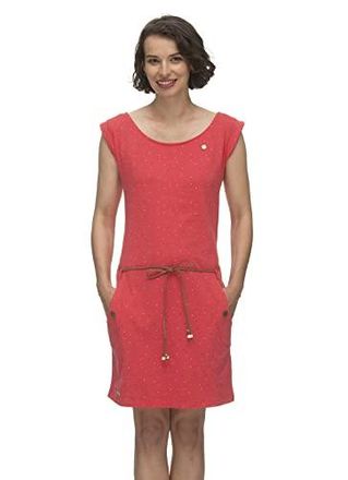 Ragwear TAGG DOTS Robe &agrave; manches courtes pour femme, robe d&eacute;contract&eacute;e, robe d&eacute;t&eacute;, robe chemise, manches courtes, ceinture, Rouge 2311_4000, M