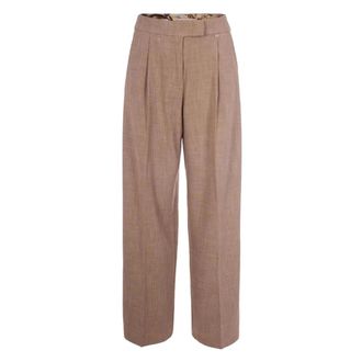 Liu Jo Femme, Pantalons, Beige, Taille: 40 FR Pantalon Palazzo en tissu m&eacute;lang&eacute;